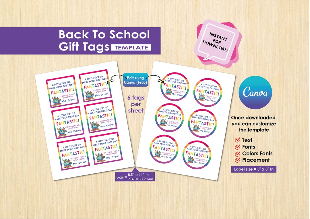 Gift Tags for Back to School | Meet the Teacher| First Day of School ...