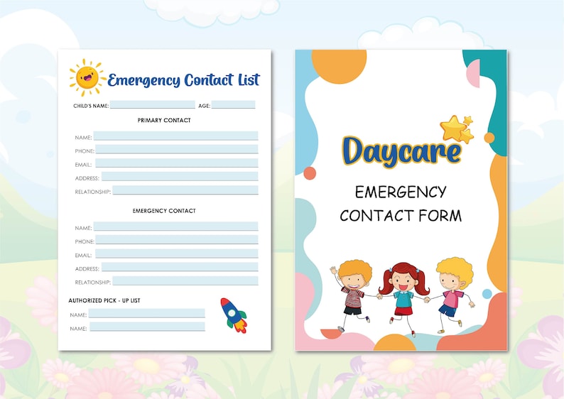 Emergency Contact Daycare Form | Daycare Starter Forms - Etsy