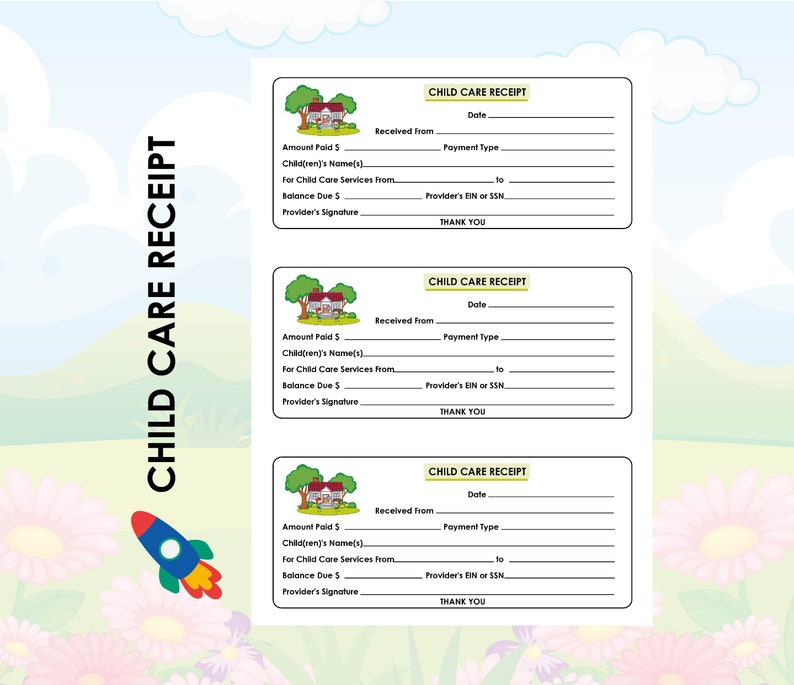 Daycare Business Receipts | Daycare Business Forms | Daycare Branding ...