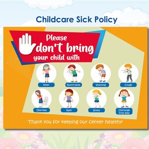 Daycare Sick Policy Poster for Childcare and Daycare - Etsy