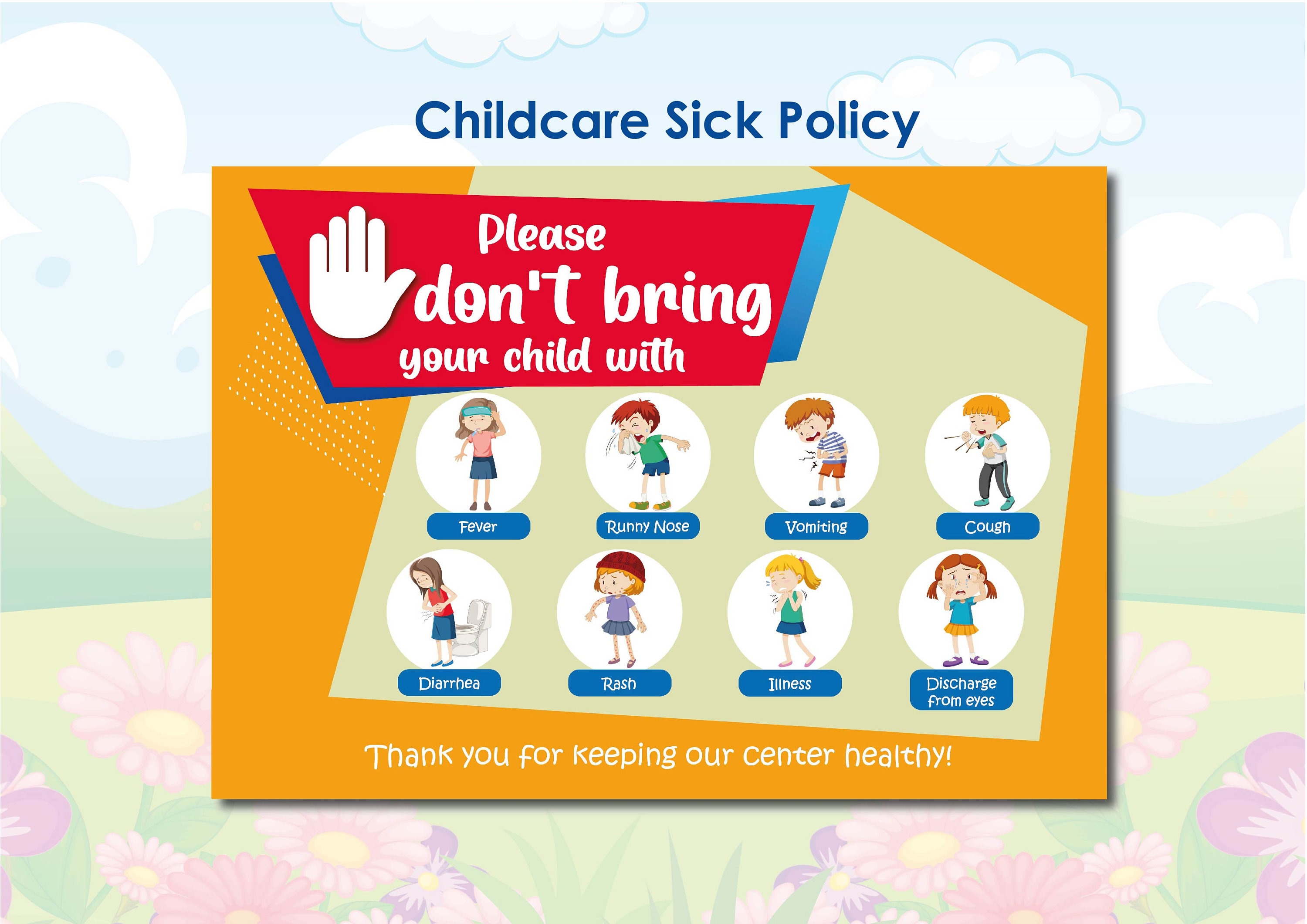 Daycare Sick Policy Poster for Childcare and Daycare - Etsy