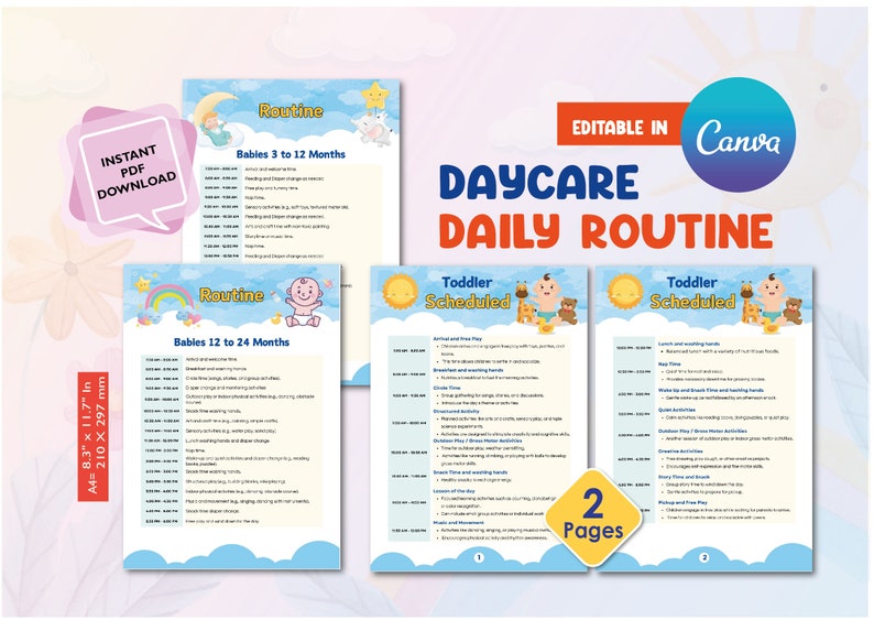 Daycare Daily Routine / Infant & Toddler Daily Schedules / Ideal for in ...