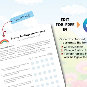 Daycare Parent Survey Template: Editable Canva Design (digital Download ...