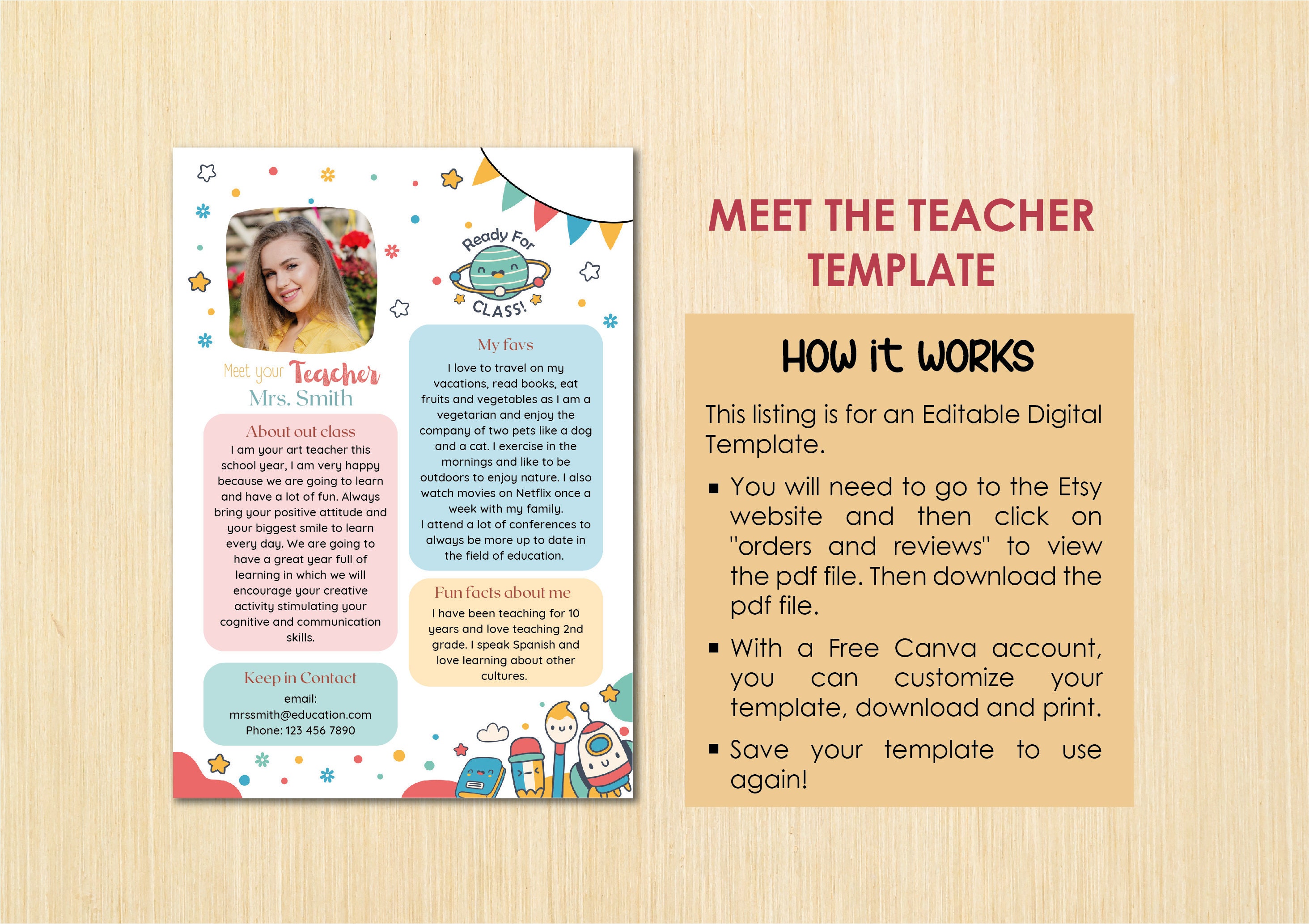 Meet the Teacher Template Back to School Flyer Easy to Use Teacher ...