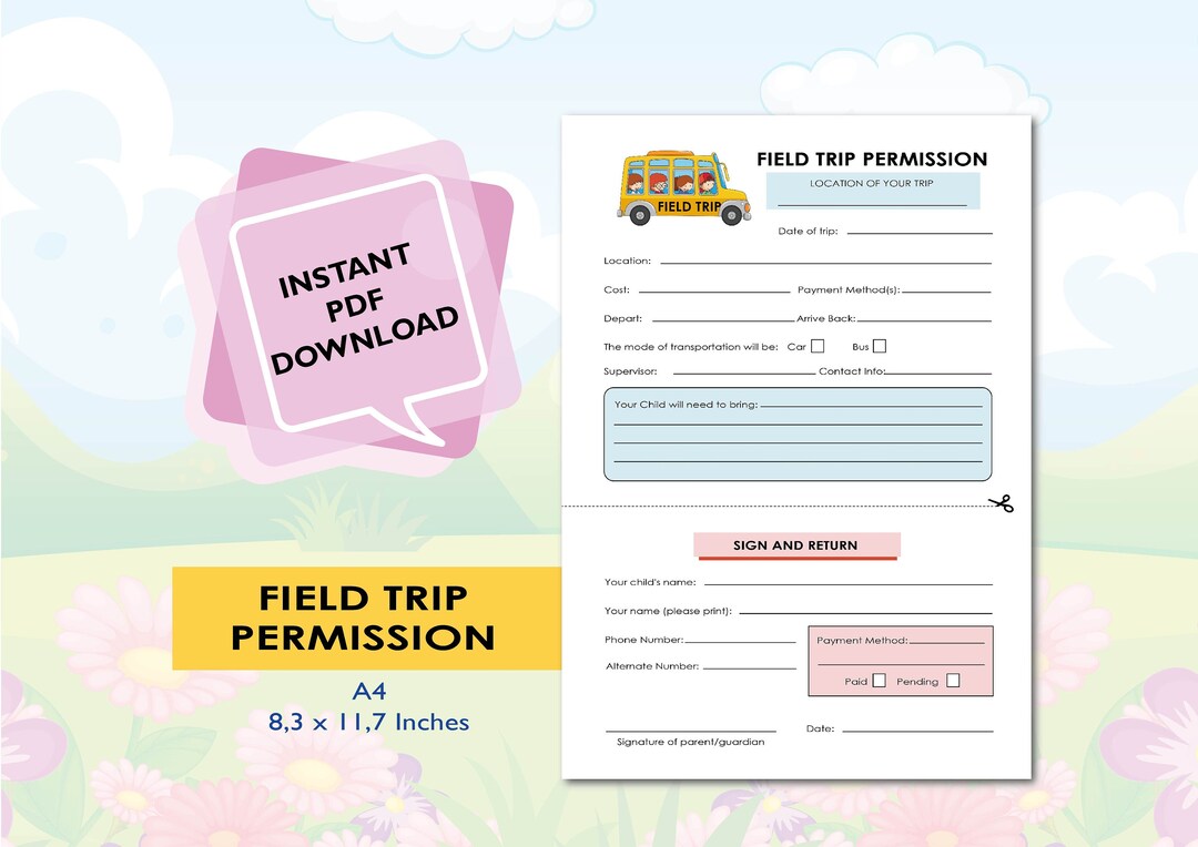Editable Field Trip Permission Slip: School Trip Planner (digital ...