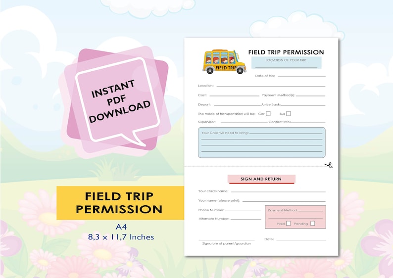 Editable Field Trip Permission Slip: School Trip Planner (digital ...