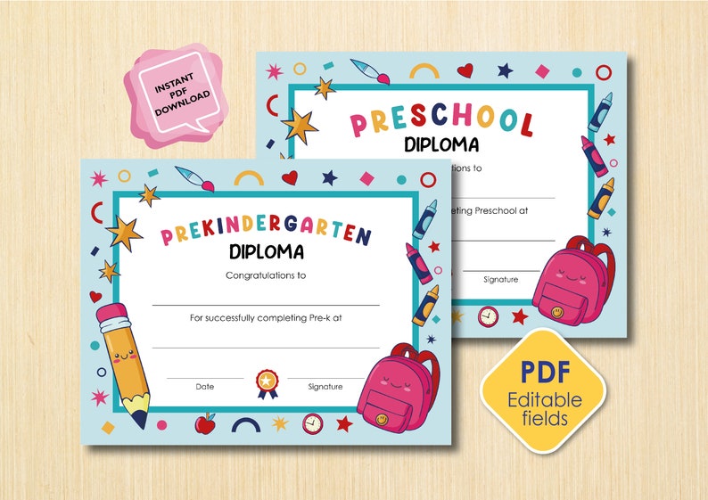 Preschool Graduation Sign | Preschool Diploma | Customizable Pre ...
