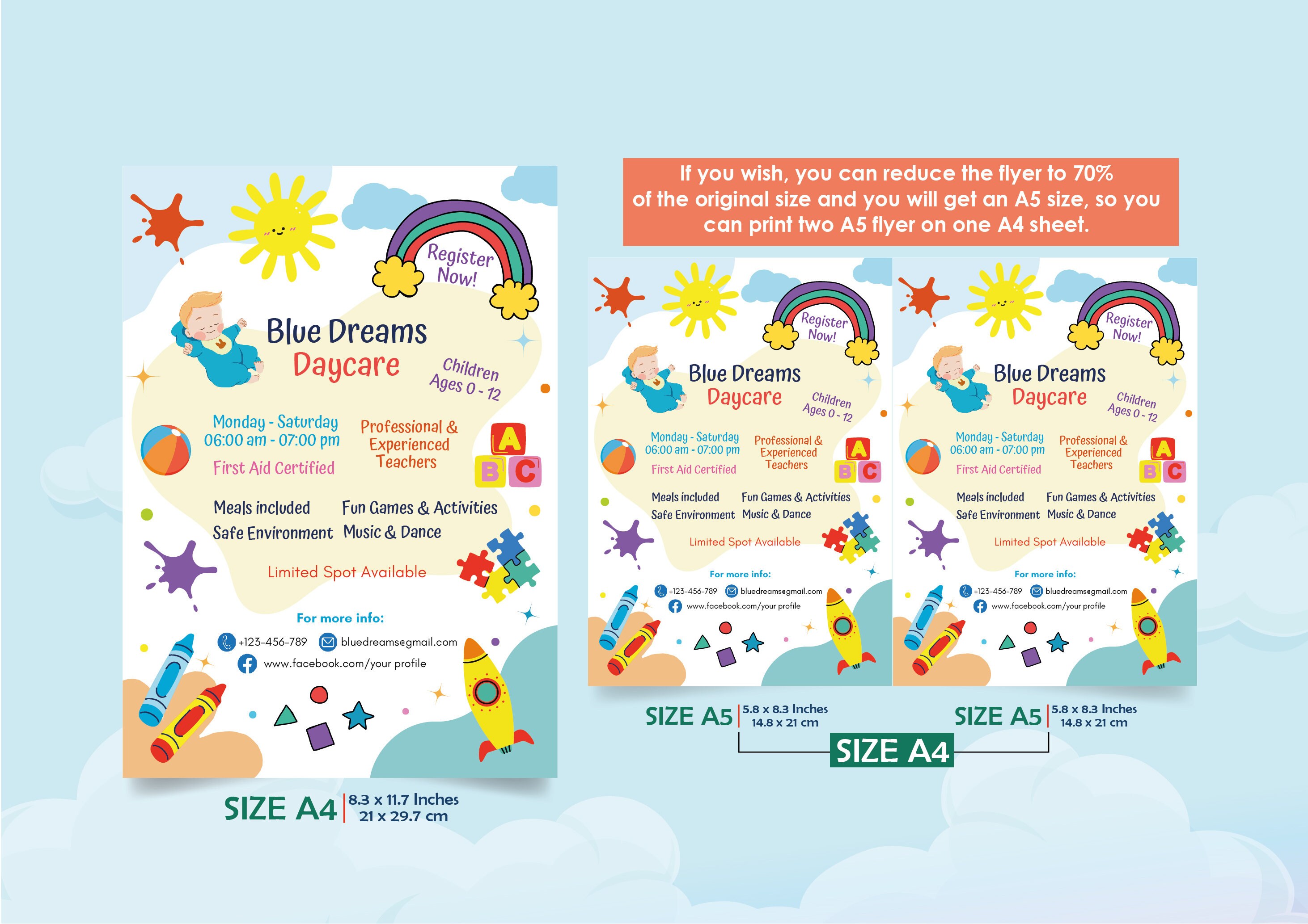 Child Care Flyer Template | Editable Canva Poster | Daycare Poster ...