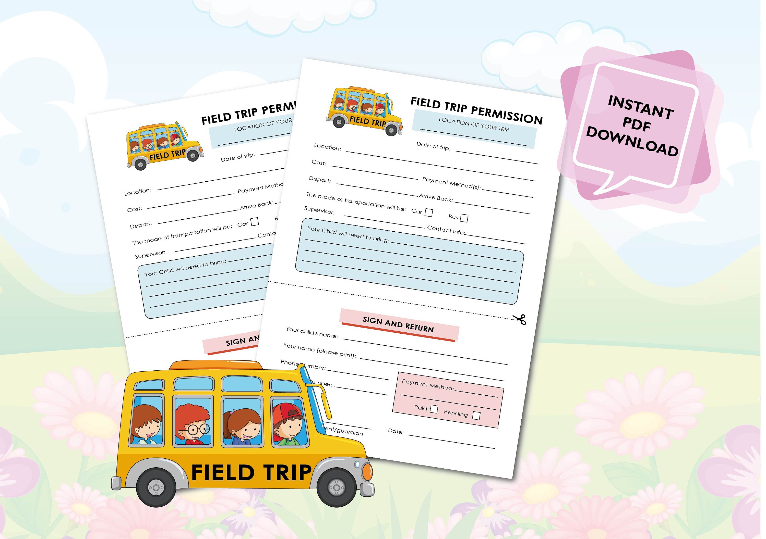 Editable Field Trip Permission Slip: School Trip Planner (digital ...