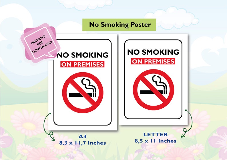 No Smoking Digital Printable Sign / Smokefree / Perfect for Club ...
