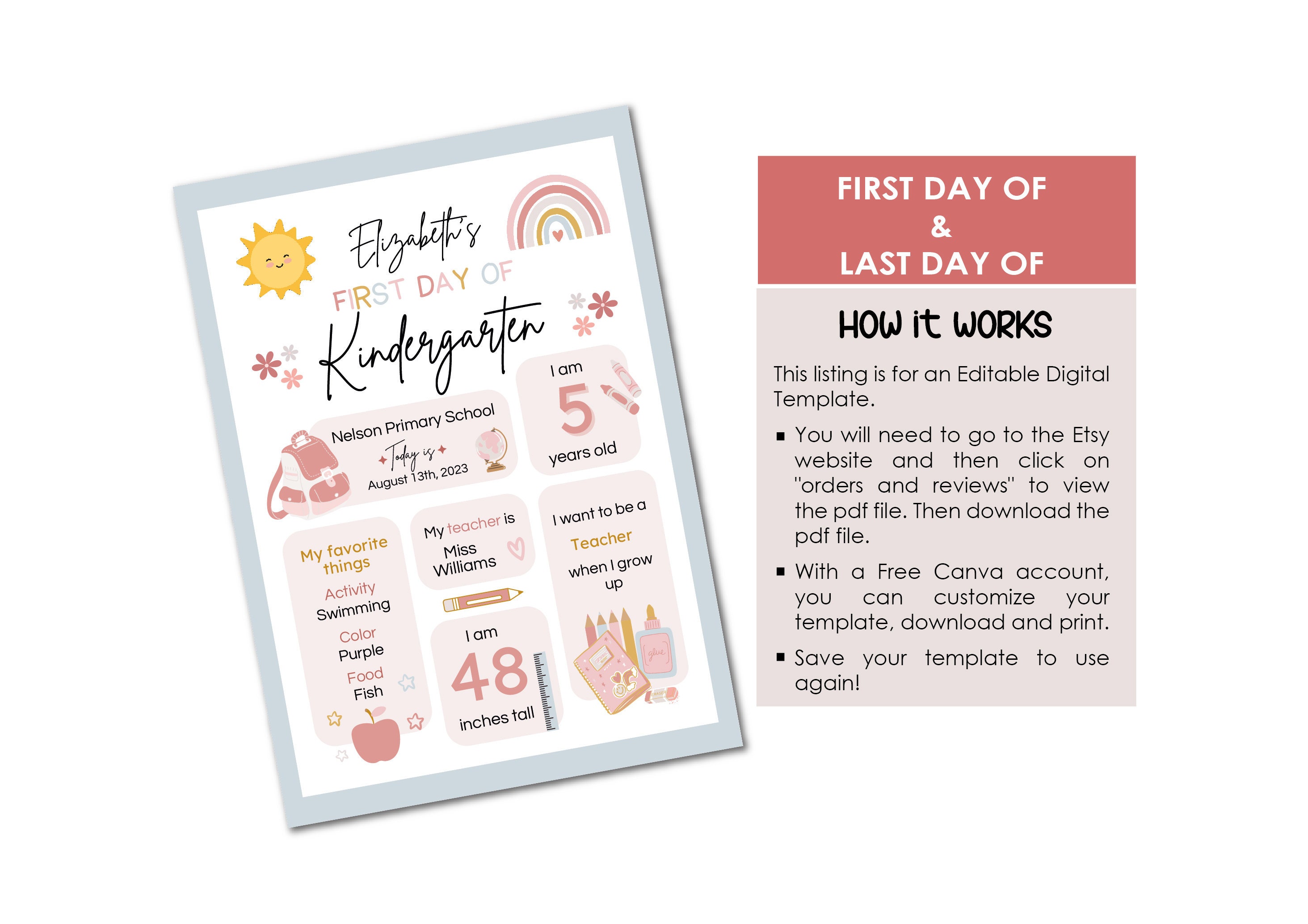 First Day of School Signs 2023 Printable Sign Back to School Instant ...