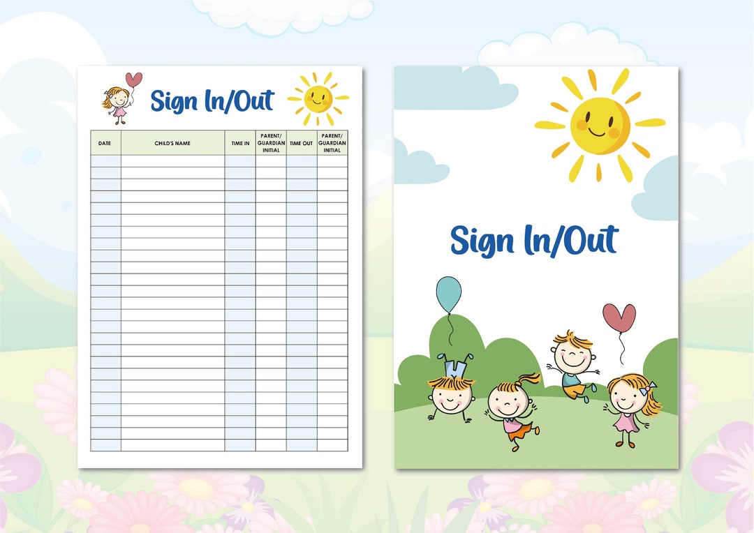 Sign in / Sign Out Daycare Form | in Home Daycare - Etsy
