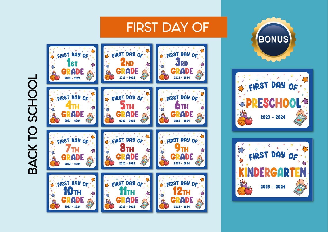Printable Back to School | First Day of School Signs 2023 | Instant ...