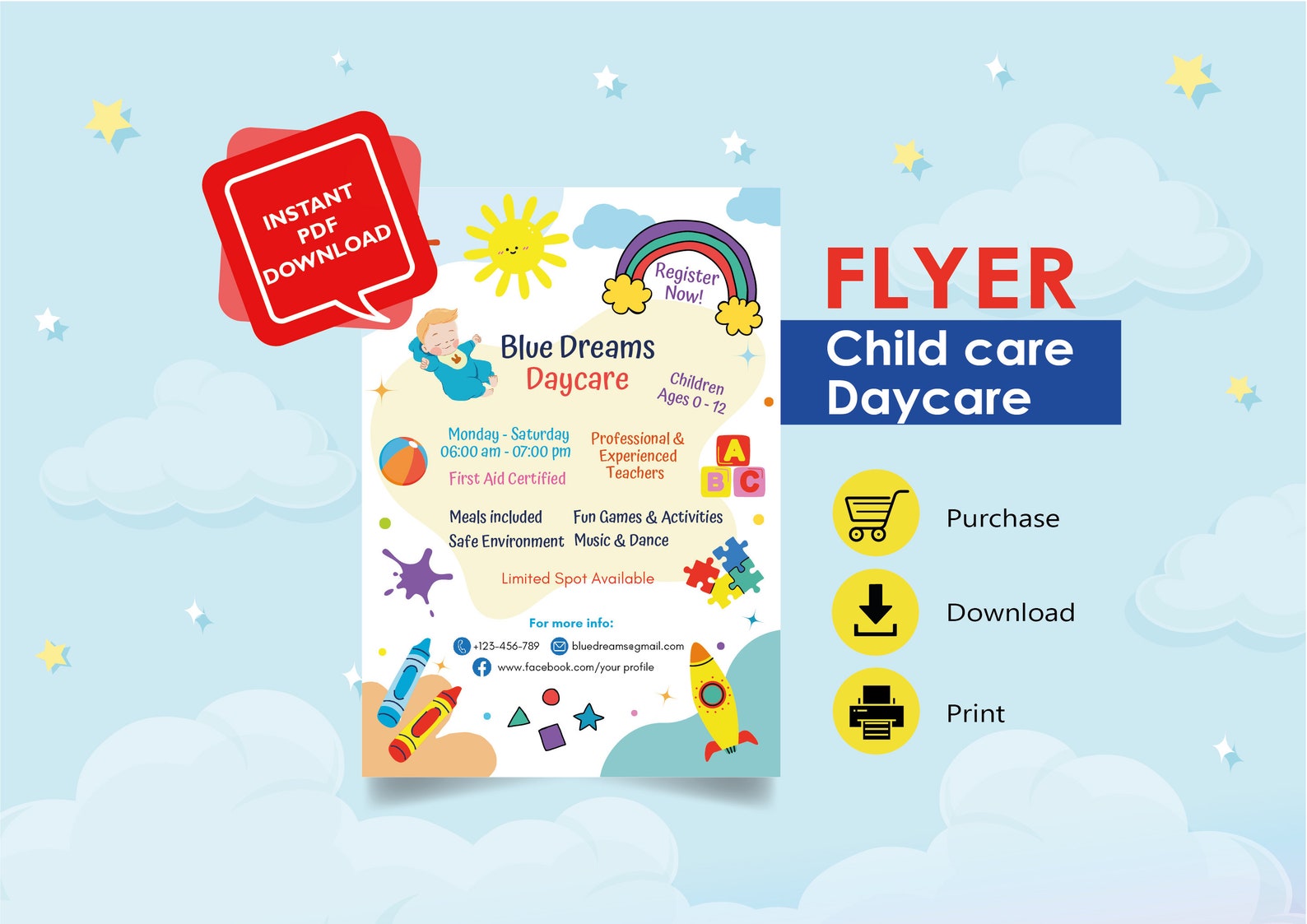 Editable Child Care Flyer Template: Daycare, Nursery, Babysitting (A4 ...