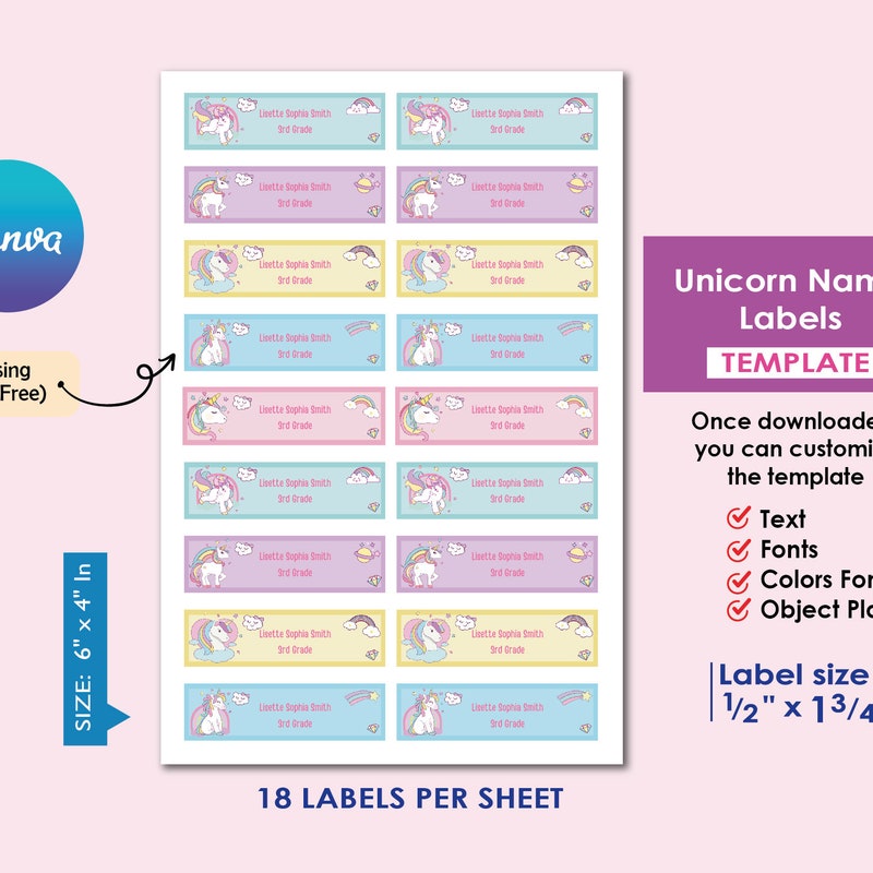 Unicorn Name Label - Etsy