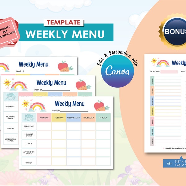 Daycare Weekly Menu - Etsy