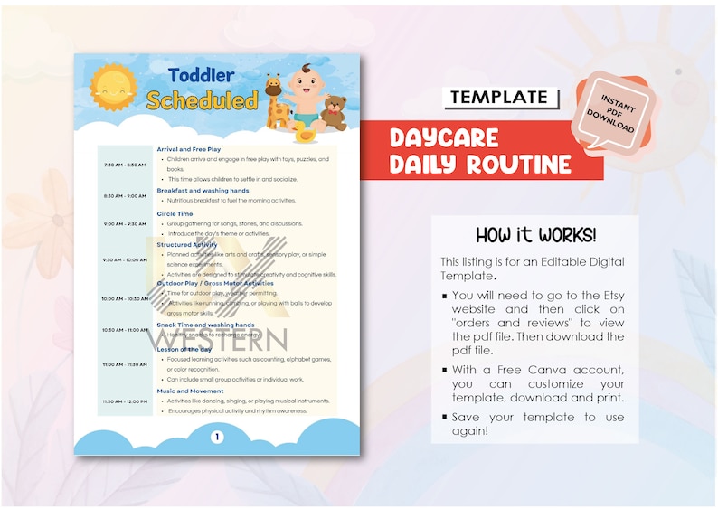 Daycare Daily Routine / Infant & Toddler Daily Schedules / Ideal for in ...