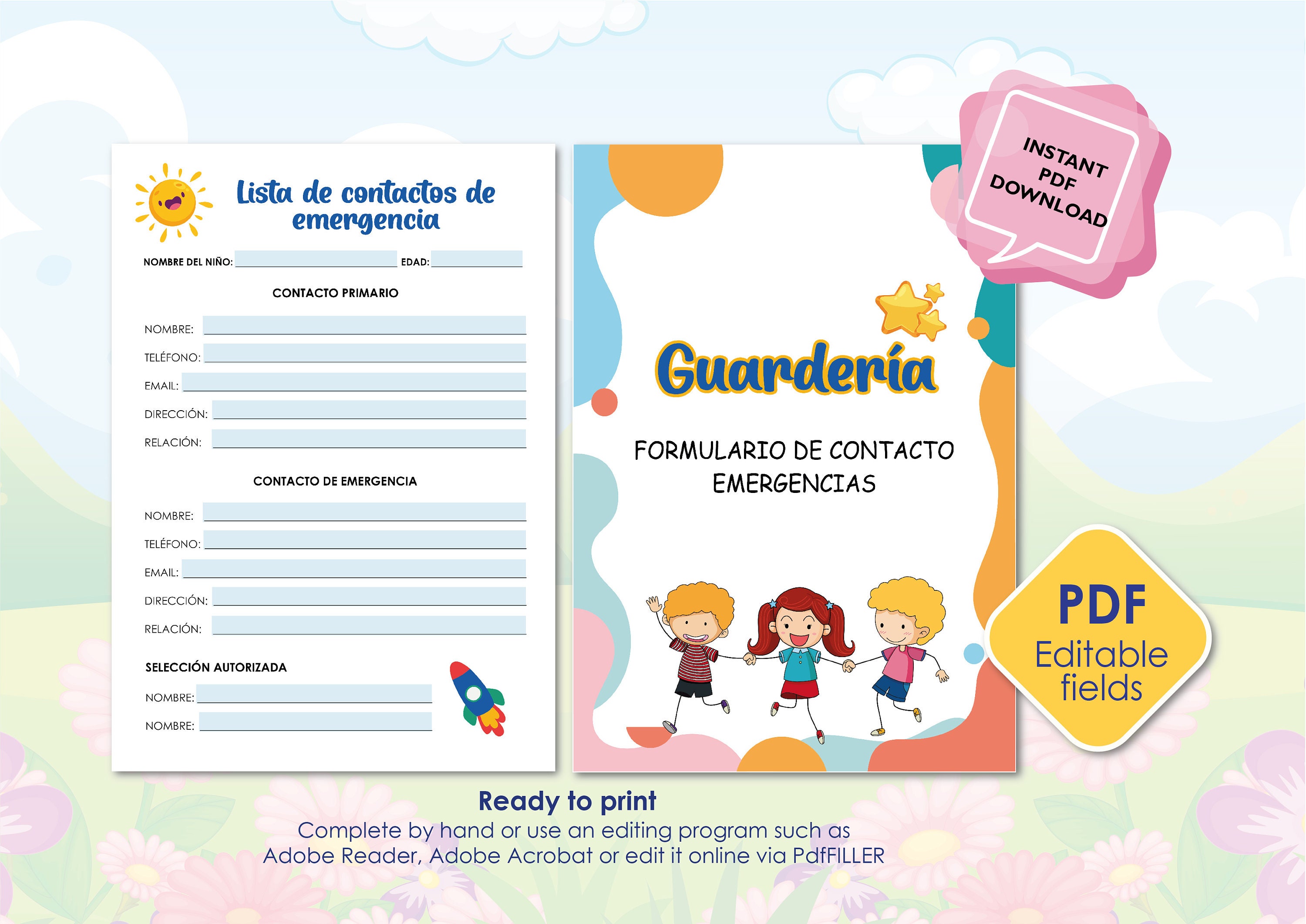Contactos De Emergencia | Daycare Emergency Contact Form Spanish - Etsy