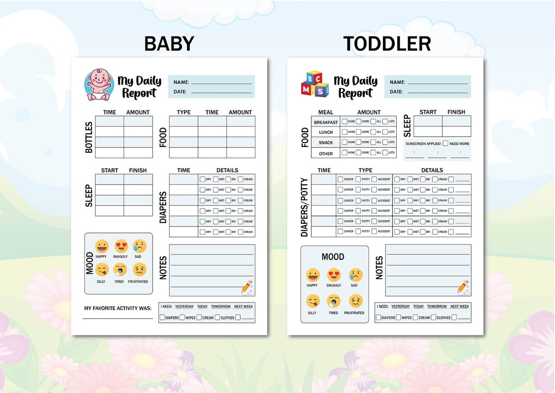 Baby & Toddler Daily Log | Baby Activity Log |daycare Business Forms ...