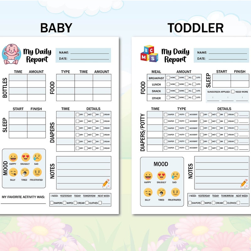 Toddler Daily Report - Etsy