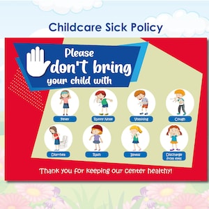 Daycare Sick Policy Poster for Childcare and Daycare - Etsy