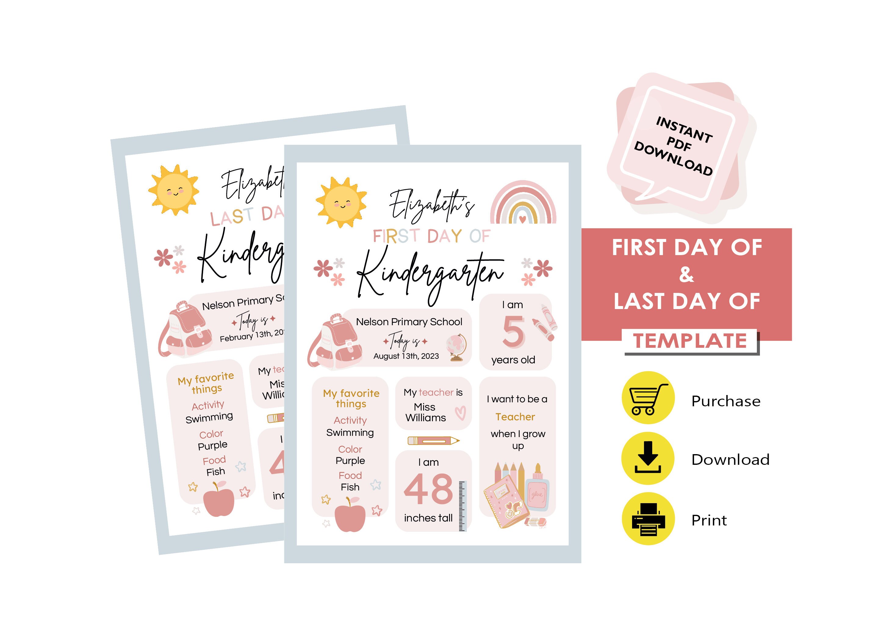 First Day of School Signs 2023 Printable Sign Back to School Instant ...