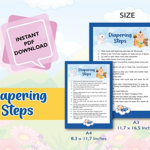 DAYCARE DIAPERING STEPS Poster/ Childcare Center Printable Diapering ...