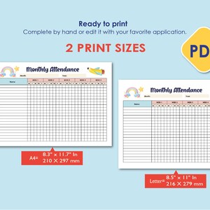 Monthly Attendance Sheet | Daycare Forms | PDF Fillable | Preschool ...