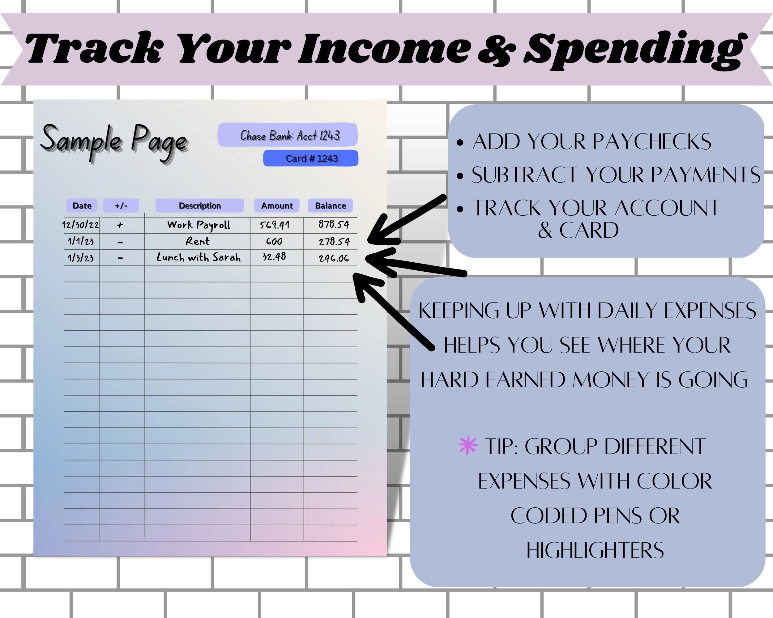 Expense Tracker Planner Packet, Bank Account Tracker, Expense Tracker ...