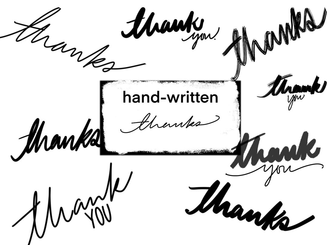 Hand-written THANKS Thank You PNG Instant Download Doodle Custom Thank ...