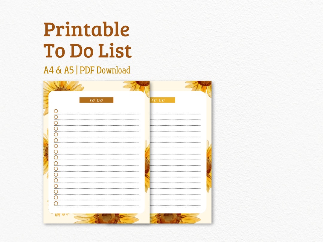 Printable to Do List Sunflowers - Etsy