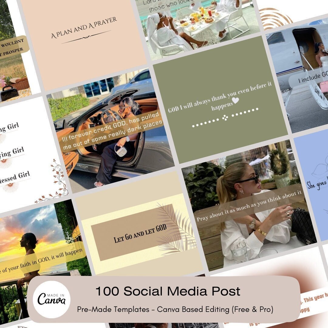 100 Instagram Templates, Woman of God, Social Media Quotes, Canva Edit ...
