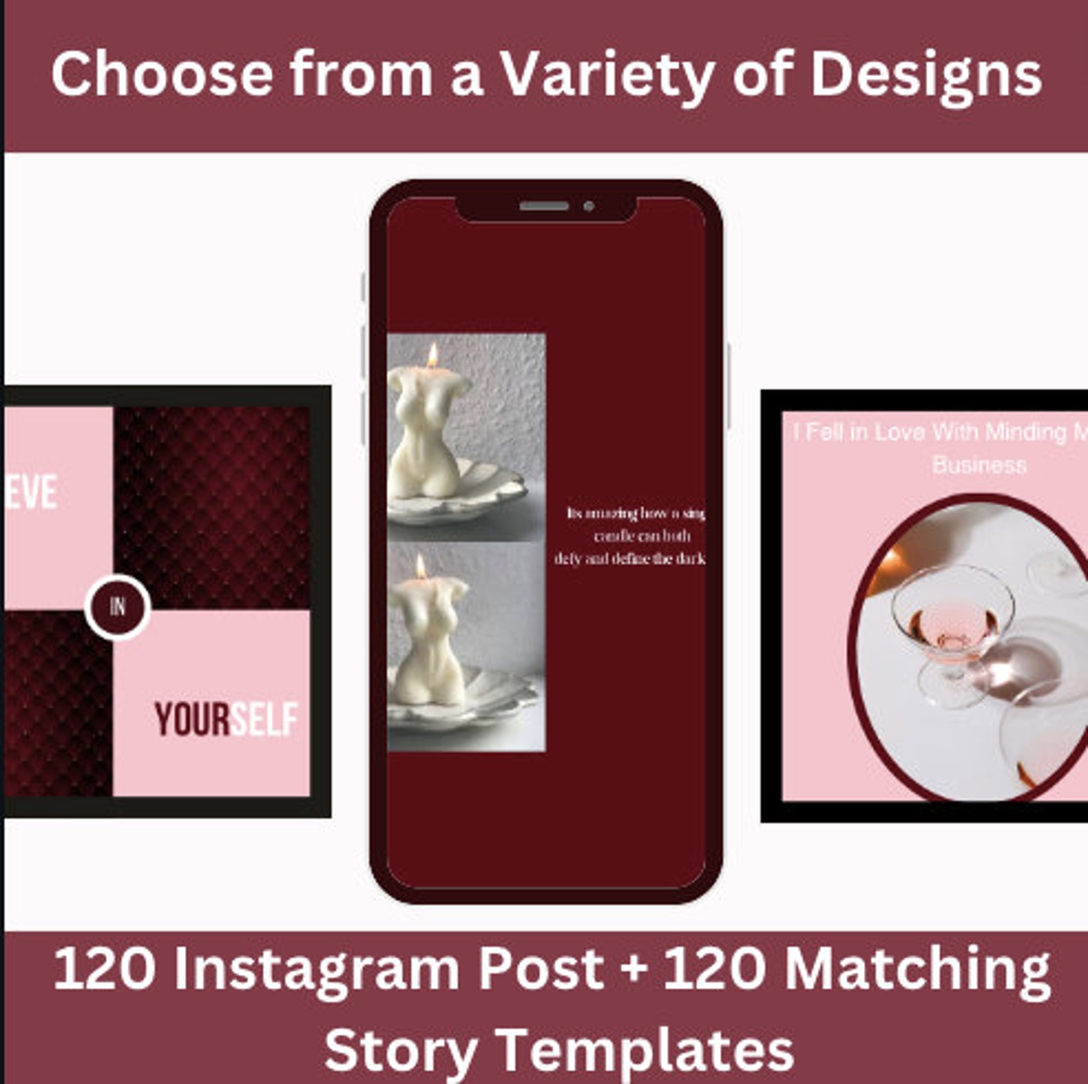 120 Instagram Templates| Red & Pink Template Bundles| Engagement Posts ...
