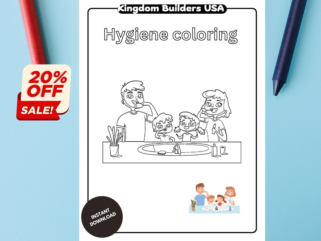 Healthy Habits: Hygiene Coloring Page for Kids Printable Clean, Germ ...