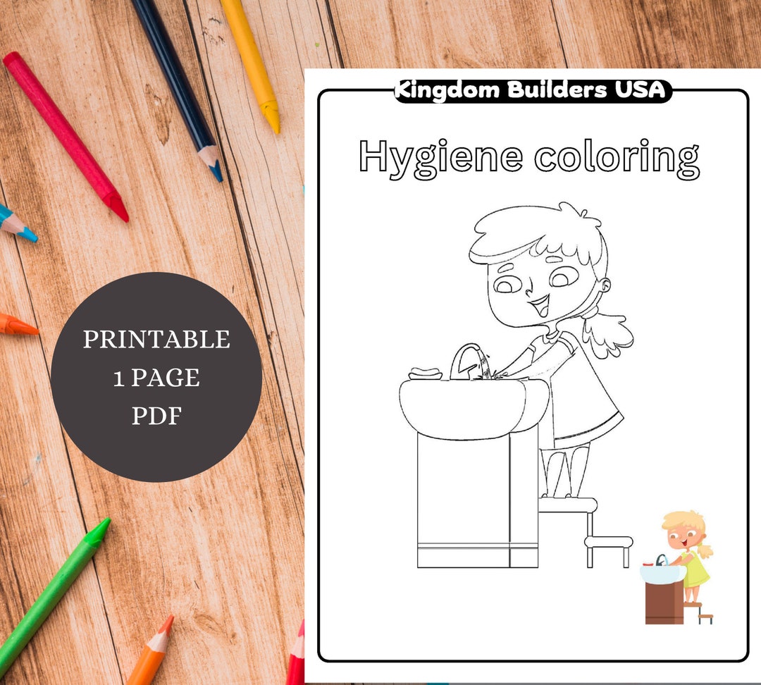 Healthy Habits Coloring Page: Hygiene Germs-free Design and - Etsy