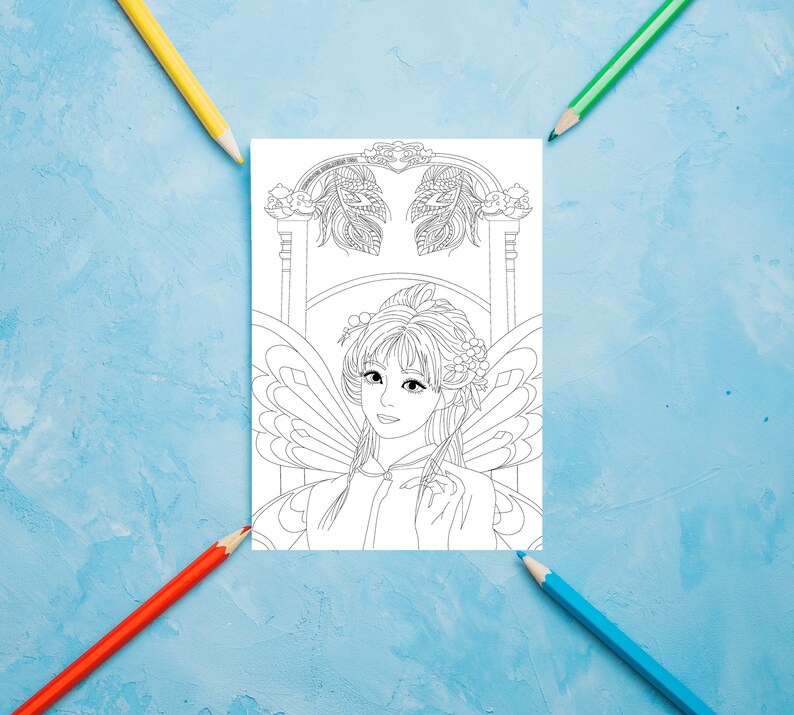 Enchanted Fairy Girl Coloring Page: Printable Cute and - Etsy
