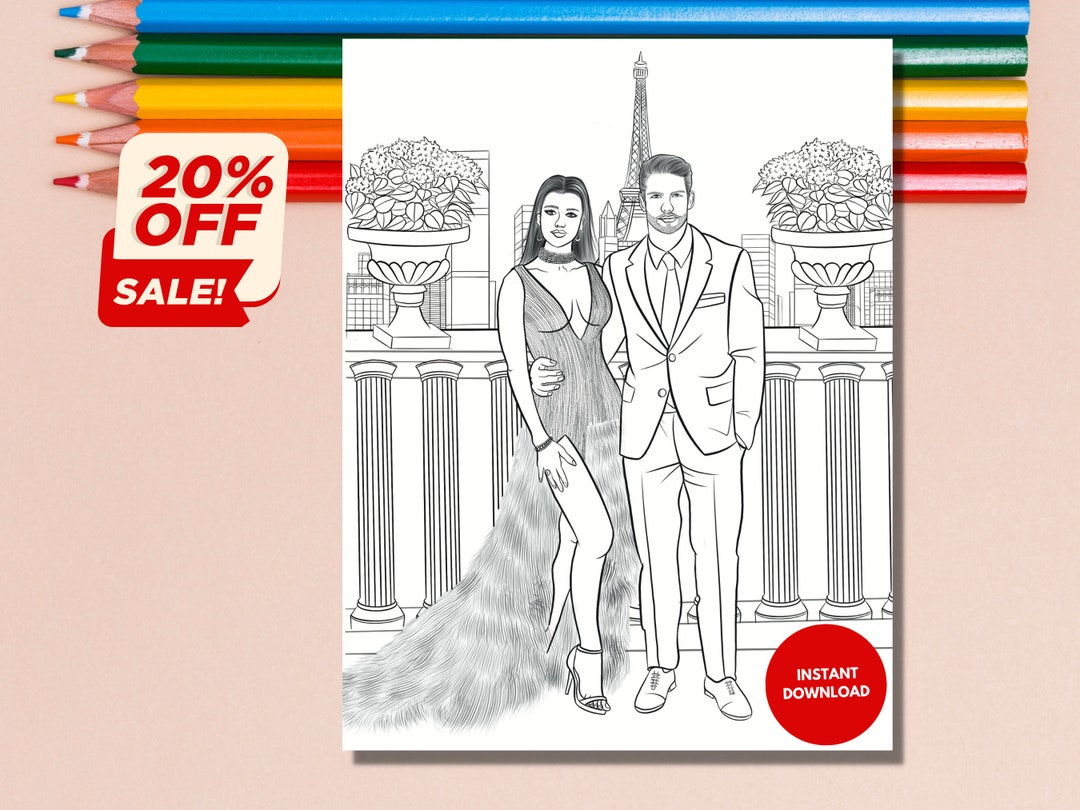 Adult Coloring page Couples Coloring Date Night Fun Printable Artwork ...