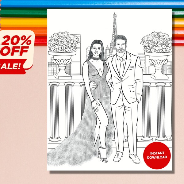 Romantic Couples Coloring Page - Etsy