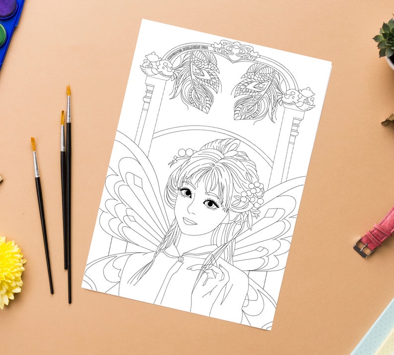 Enchanted Fairy Girl Coloring Page: Printable Cute and - Etsy