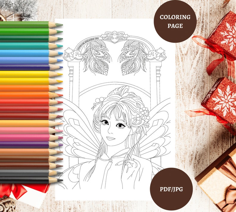 Enchanted Fairy Girl Coloring Page: Printable Cute and - Etsy