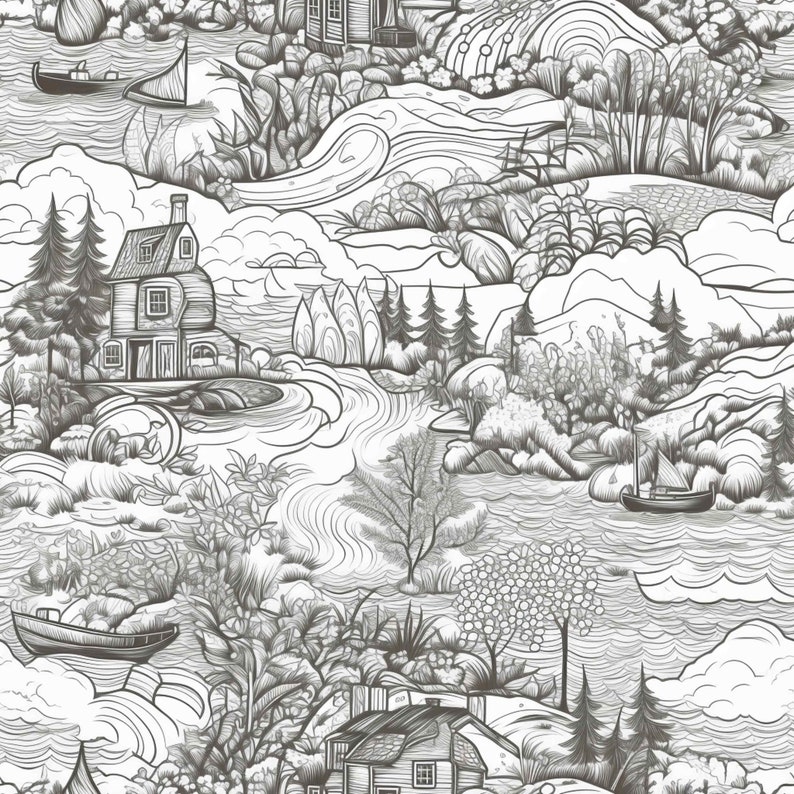70 Nature's Beauty Printable Scenery and Flower Colouring Pages Perfect ...