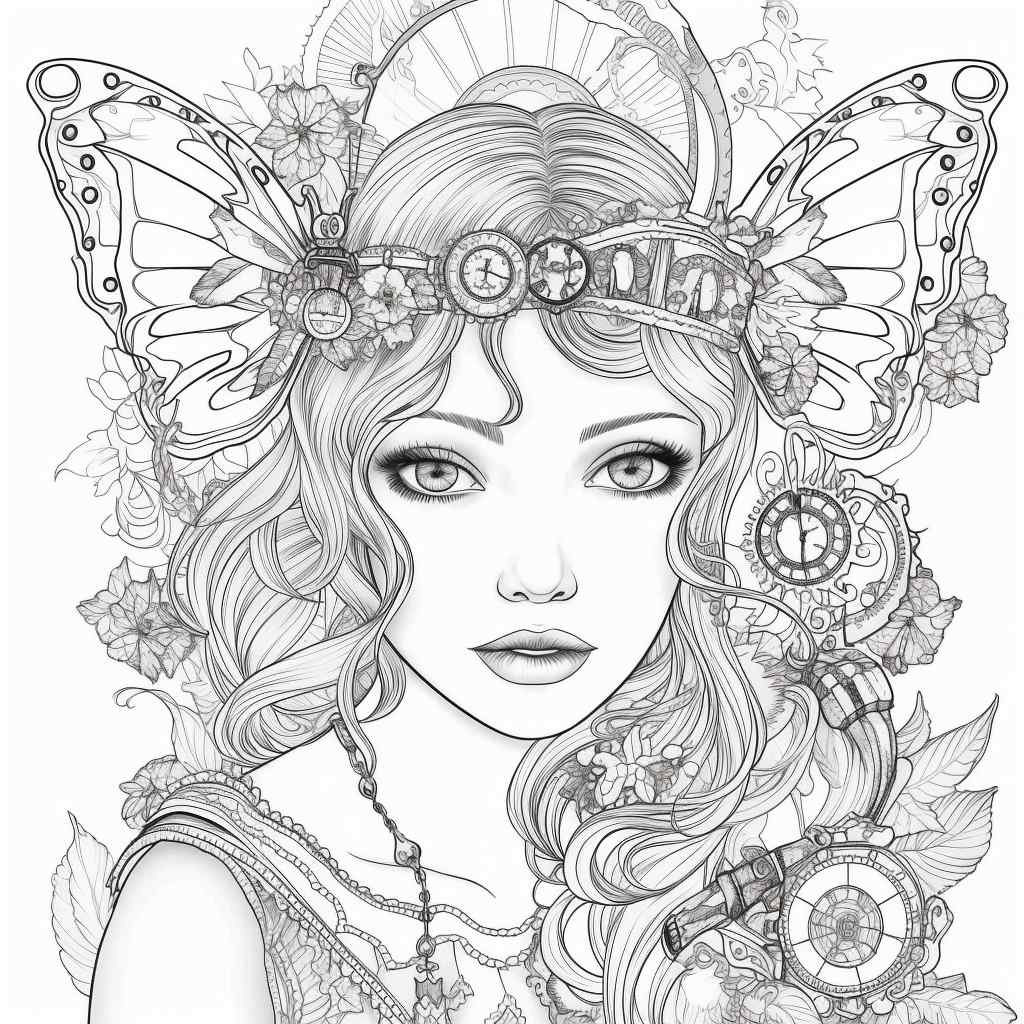 All of the 215 Steampunk Fairy Colouring Pages, All Collections in One ...