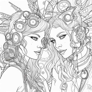 75 Steampunk Fairy Coloring Pages, Fantasy Art (digital Download) - Etsy
