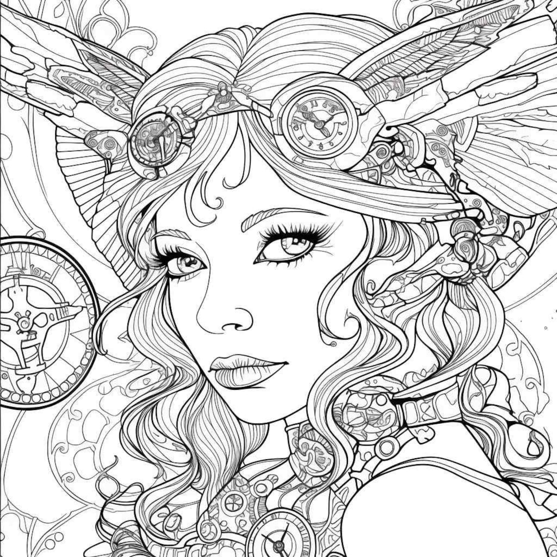 75 Steampunk Fairy Coloring Pages, Fantasy Art (digital Download) - Etsy