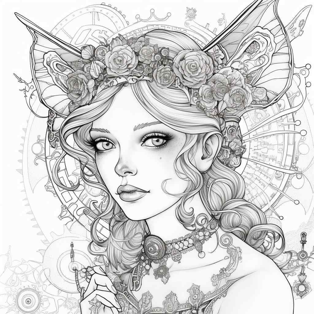 All of the 215 Steampunk Fairy Colouring Pages, All Collections in One ...