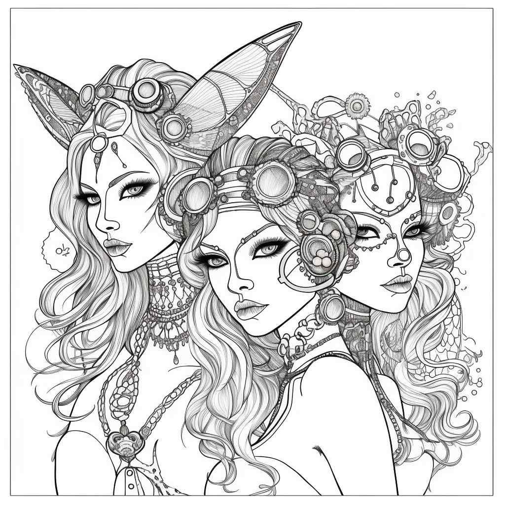 All of the 215 Steampunk Fairy Colouring Pages, All Collections in One ...