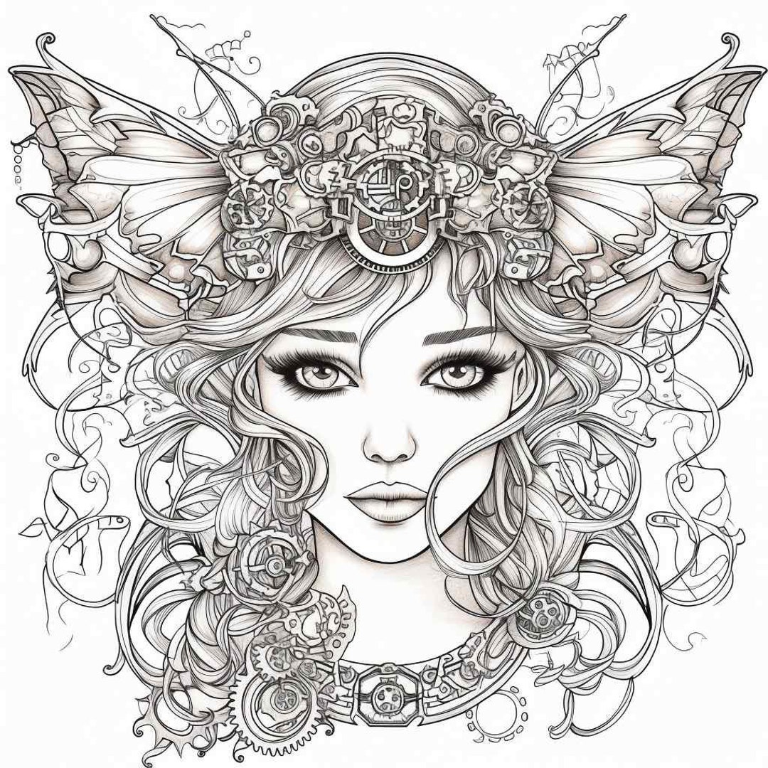 All of the 215 Steampunk Fairy Colouring Pages, All Collections in One ...