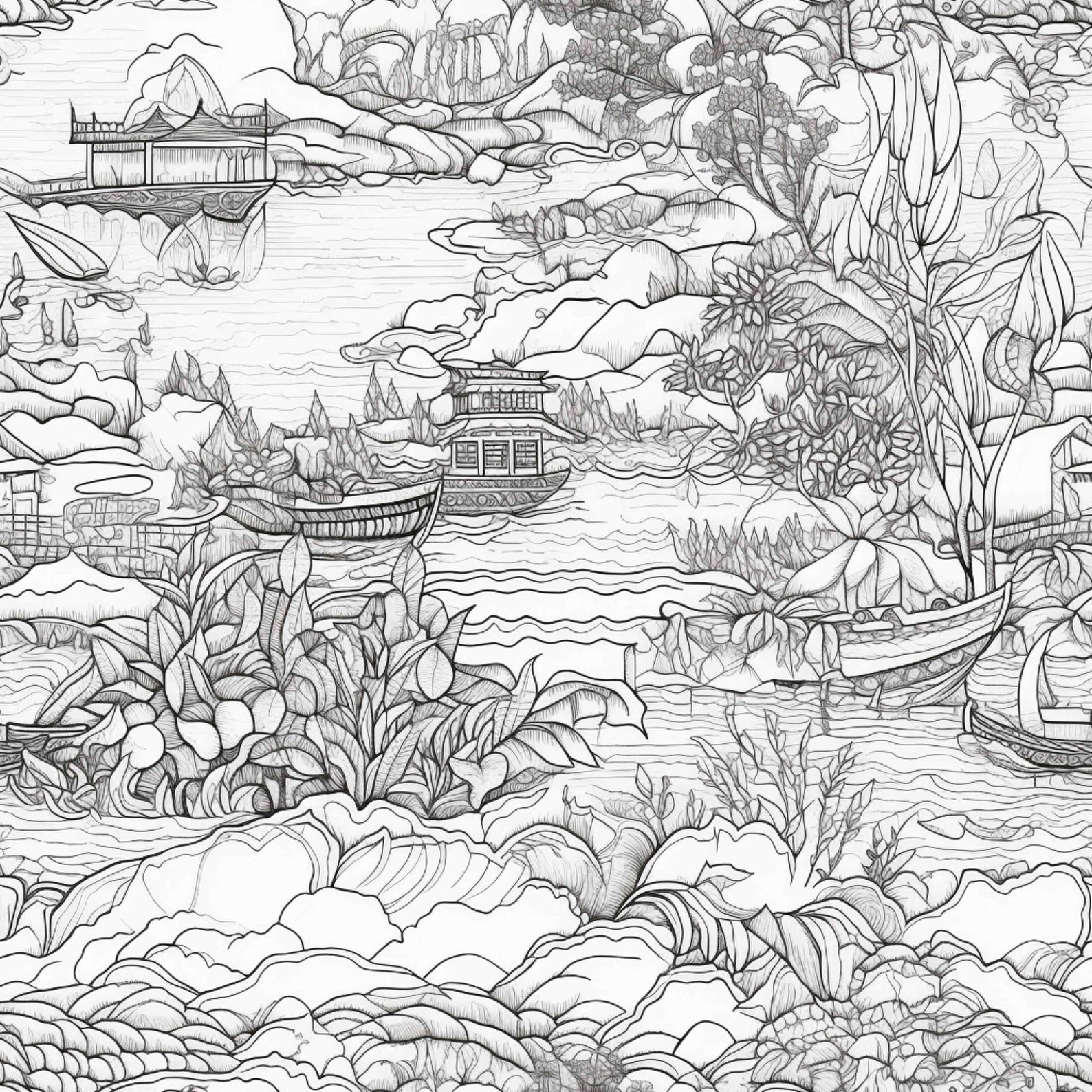 70 Nature's Beauty Printable Scenery and Flower Colouring Pages Perfect ...