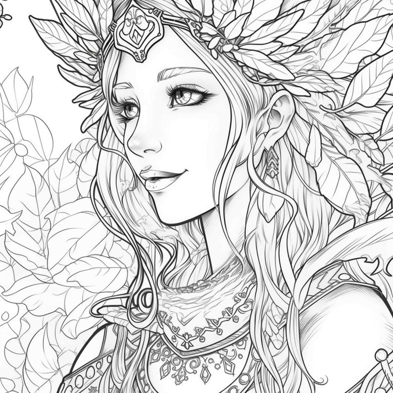 Enchanted Elves and Forest Friends 35 Highly Detailed Colouring Pages ...
