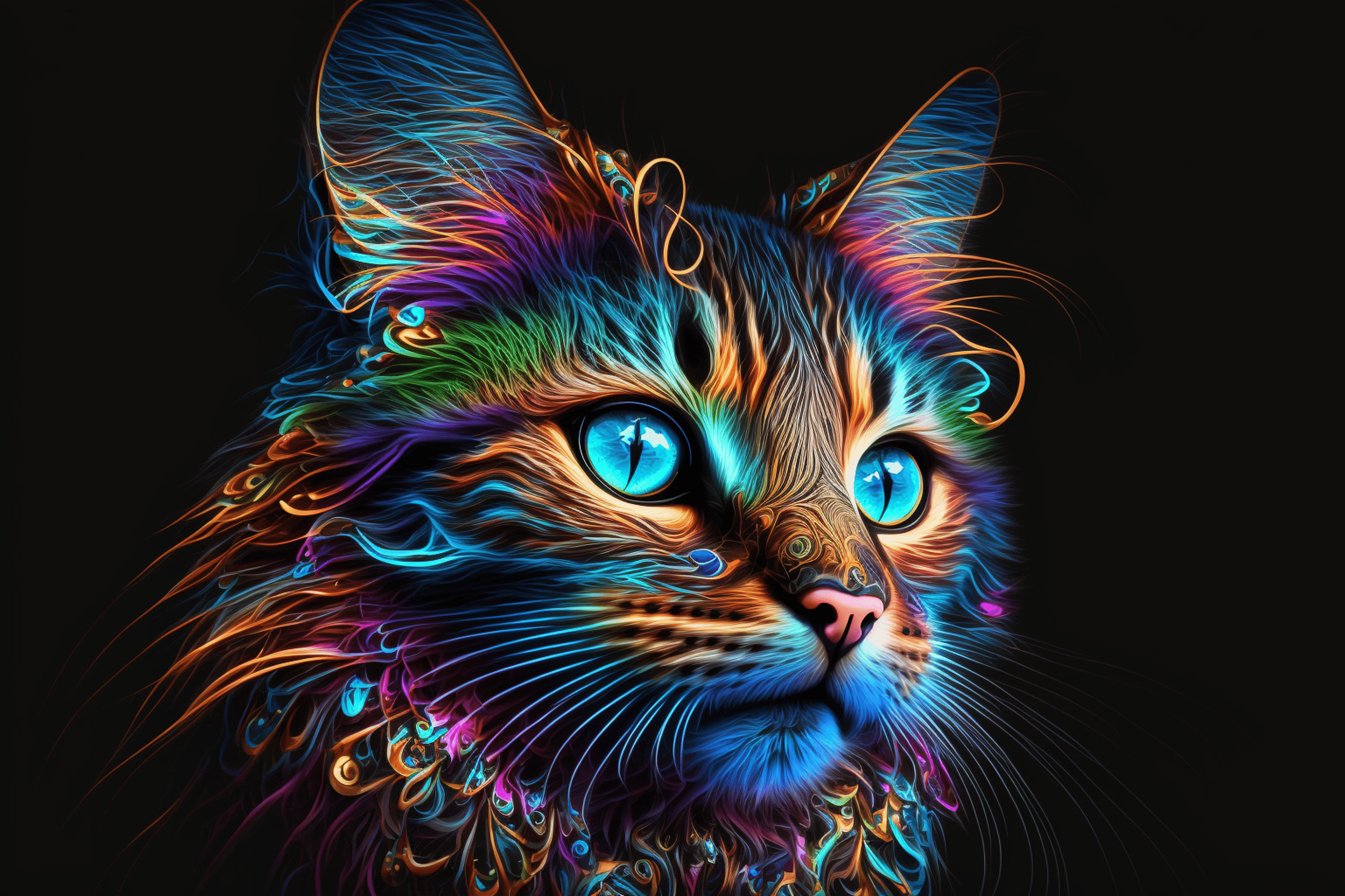 Beautiful Multi Coloured Cat Png With and Without Background Would ...